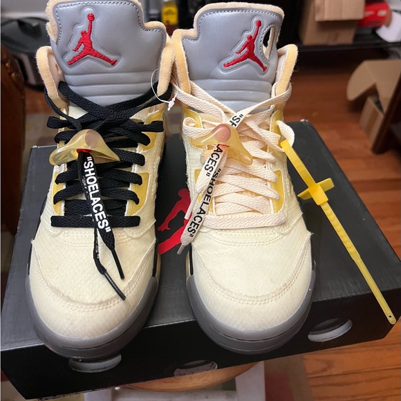Jordan | Shoes | Offwhite Jordan Cream And Black Hightop Sneakers ...